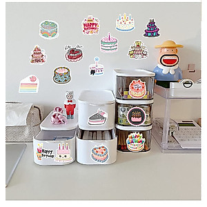 106Pcs Happy Birthday Cake Stickers Pink Birthday Party Cake Stickers Waterproof Decals for Teens Girls Boys Kids Waterproof Vinyl Stickers for Laptop Tablet Phone Hydroflasks Water Bottle (Happy Birthday Cake)