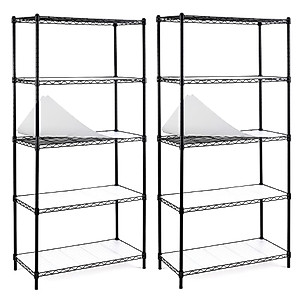 EZPEAKS 2-Pack 5-Shelf Shelving Unit with 5-Shelf Liners, Adjustable, Steel Wire Shelves, 150lbs Loading Capacity Per Shelf, Shelving Units and Storage for Kitchen and Garage (30W x 14D x 60H)