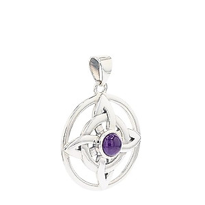 Jewelry Trends Sterling Silver Celtic Quaternary Knot Pendant with Purple Amethyst