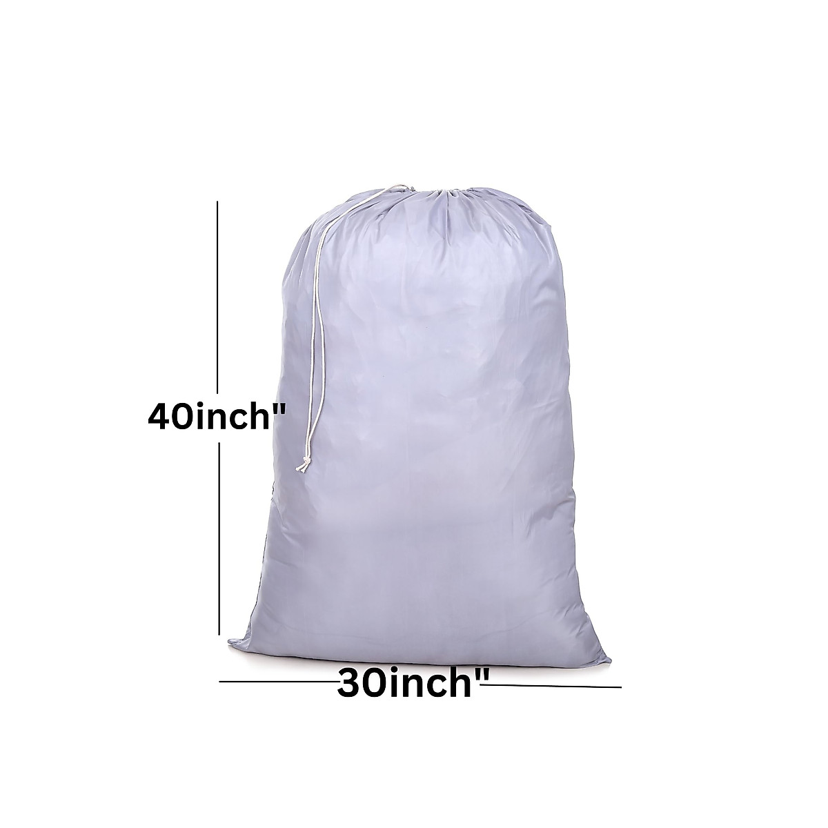 Extra Large Laundry Bag,with Drawstring Closure, 40"x30", for college, dorm and apartment dwellers (Pack of 1) (light grey)