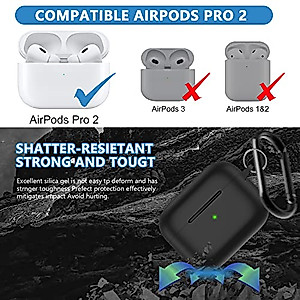 Polislime Airpods Pro 2nd Generation Case,16 in 1 Airpod pro 2nd Accessories Set Kit, Anti-Lost Straps/Watch Band Holder/Ear Hooks/Storage Box/Ear Tips/Wrist Lanyard/Keychain for Airpods Pro 2nd Case