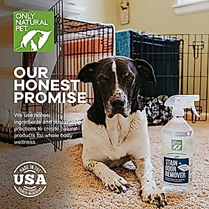 Only Natural Pet Enzyme Powered Stain & Odor Eliminator - Professional Pet Urine Pee Cleaner Deodorizer For Dogs - Hardwood Floors Carpets Upholstery - Fresh Mandarin Orange & Green Tea Scent - 32Floz