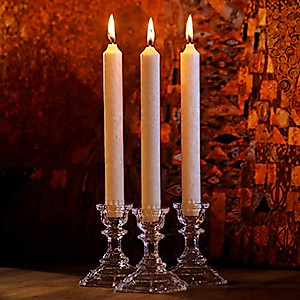 Tall 8-inch Marble Taper Dinner Natural Candles, Clean Burning, Smokeless (16 Count)
