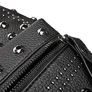 JOZZYAPA Black Faux Leather Studded Backpack Purse Rhinestone Backpack Purse Gothic Motorcycle Biker Backpack Purse Mall Goth Bag Gothic Gifts for Women