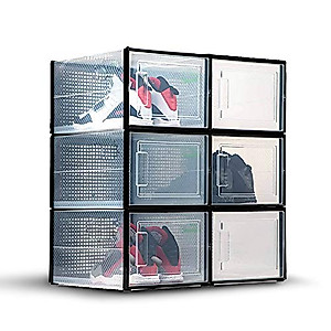 I&D DESIGNS STACBOX Shoe Organizer | Stackable Easy to Assemble for Closet | Protects Shoes | Clear Display | Declutters Spaces | Multipurpose Storage Container (SMALL Size 6 Pcs)