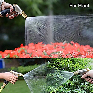 FANHAO Garden Hose Nozzle, 100% Heavy Duty Metal Spray Nozzle High Pressure Water Nozzle with 4 Patterns for Watering Garden, Washing Cars and Showering Pets - Full Brass Nozzle + ABS Non-Slip Grip