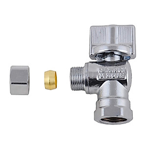 LD Valve- 1/4 Turn Angle Stop Valve 3/8-in FIP Iron Pipe x 3/8-in OD Compression,Quarter Turn LF Chrome Plated Brass Water Shut Off Angle Valve for Faucet or Toilet Installation(2-Pack)