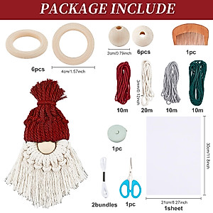 FREEBLOSS 6 Set DIY Macrame Christmas Gnomes Santa Claus Kit DIY Macrame Santa Claus for Christmas Tree Decor Christmas Tree Hanging Gnomes Santa Elf Instructions Included Holiday Decor