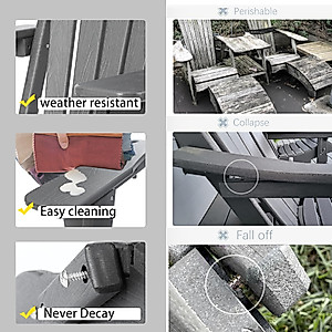 Plawdlik Folding Adirondack Chair Set of 2,SGS Tested,Wooden Textured with Cup Holder,Widened Heavy All-Weather HDPE Comfortable Seating for Ourdoor Grey