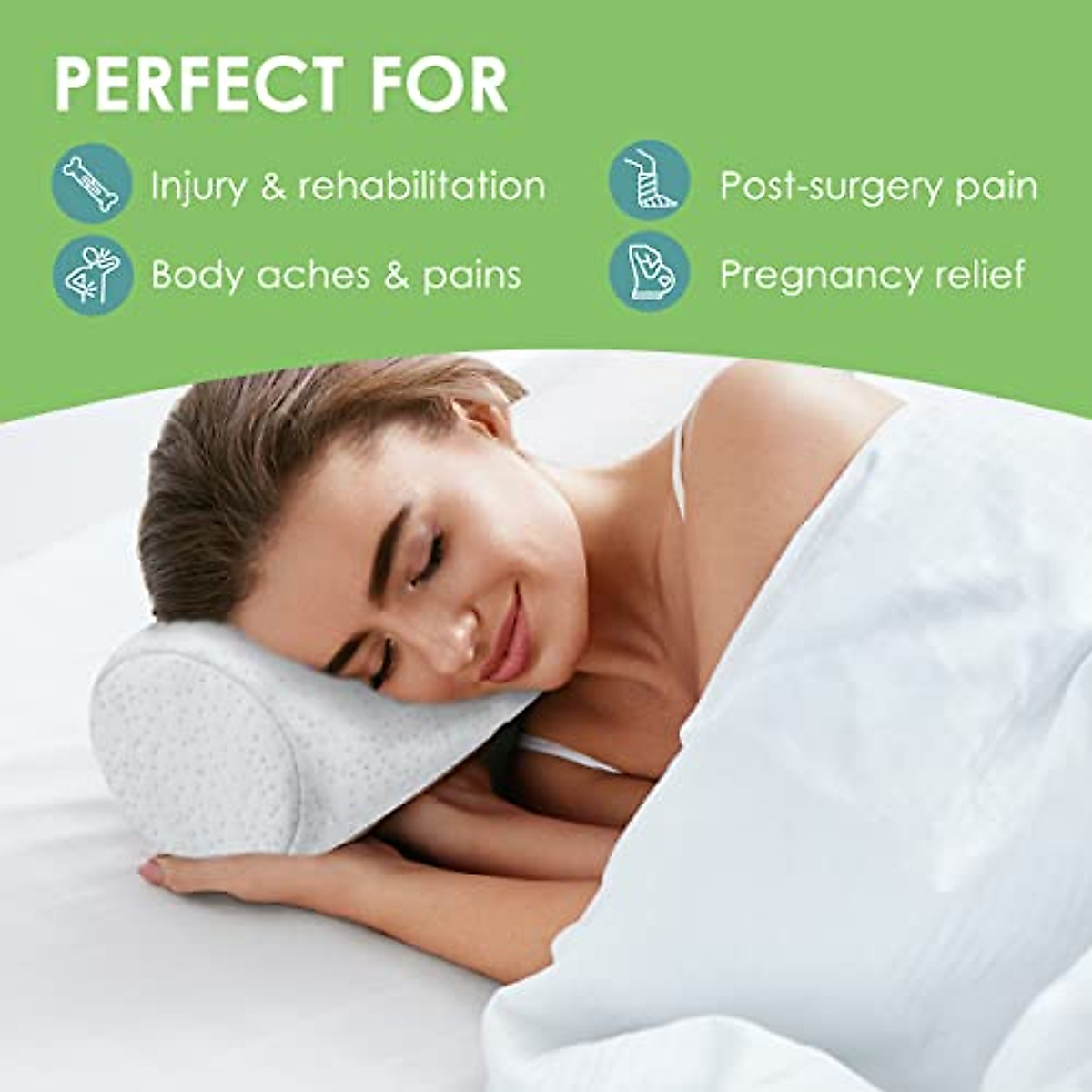 Cushy Form Neck Roll Pillow - Viscose of Bamboo Tube Pillow w/Washable Cover - Memory Foam Cylinder Pillows for Spine Discomfort, Yoga, Bed - Bolster & ﻿Travel Pillow