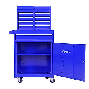 Dithoko 5-Drawer Rolling Tool Chest Cabinet, High Capacity Tool Box Storage Cabinet with Adjustable Shelf, Removable Tool Box Organizer with 4 Wheels for Garage Warehouse - Blue