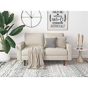 Kingway Furniture Aneley Faux Leather Living Room Loveseat in White