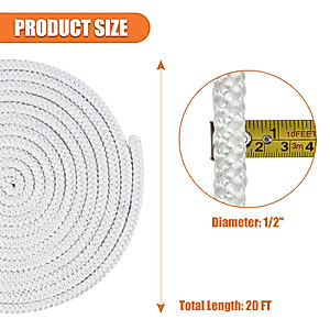 Barbqtime 1-00-00888-20 Door Gasket for Harman P68, P43, P61, P35i, P38, PC45, Accentra 52i, Advance Pellet Stoves and Harman 300i Woodstoves, 1/2" x 20FT Fiberglass Seal Stove Gasket Rope Replacement