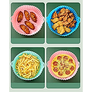 [ 2 Pack ] Air Fryer Silicone Liners 7.5 and 8.5 inch Reusable, for 3 to 8 Qt or Bigger Air fryer Oven, Resistant Air Fryer Basket Heat Pot Accessories Red