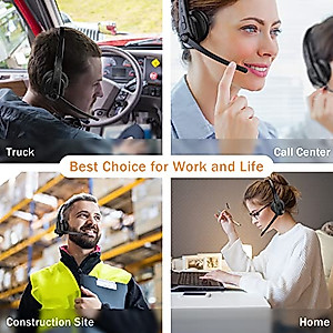 LEVN Wireless Headset, Bluetooth Headset with Microphone AI Noise Canceling & Mute Button, 35Hrs On-Ear Bluetooth Headphones with USB for Call Center/Trucker/Office/Home/Online Class/Remote Work/Zoom