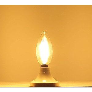 Lamsky E14 Base LED Filament Candle Shape Light Bulb,E14 European Base Bulb,Warm White 2700K 400LM 40W Equivalent,C35 Clear Glass Torpedo Shape Bullet Top,No-Dimmable (4-Pack)