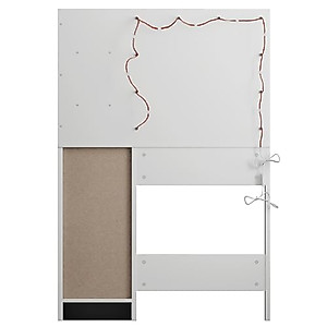 LIVELYGLOW Vanity Desk with Mirror and Lights, Makeup Vanity with Drawer & Storage Shelves, Cabinet, 3 Lighting Modes Adjustable Brightness, Bedroom Dressing Table, White