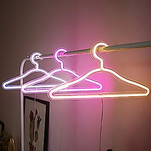 LED Cloth Hanger Neon Light Sign Wedding Dress Bedroom Romantic Decoration (Pink)