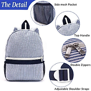 GFU Toddler Backpack, Seersucker Gingham Kids Backpack for Boys and Girls, Preschool Kids Backpack, Lightweight Schoolbag for Child, Large