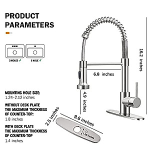 HGN Kitchen Faucet with Pull Down Sprayer,Commercial Single Handle Kitchen Sink Faucets for Farmhouse Camper Laundry Utility Rv Wet Bar Sinks Brushed Nickel