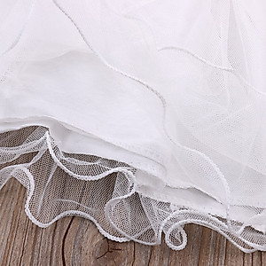 Toddler Kids Baby Girls Princess Dress Sleeveless Lace Denim Top Stitching Tulle Tutu Skirts Clothes (3-4 Years, White)