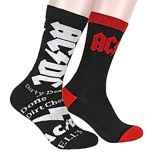 AC/DC Logo Athletic Crew Socks 2 Pair Pack For Men