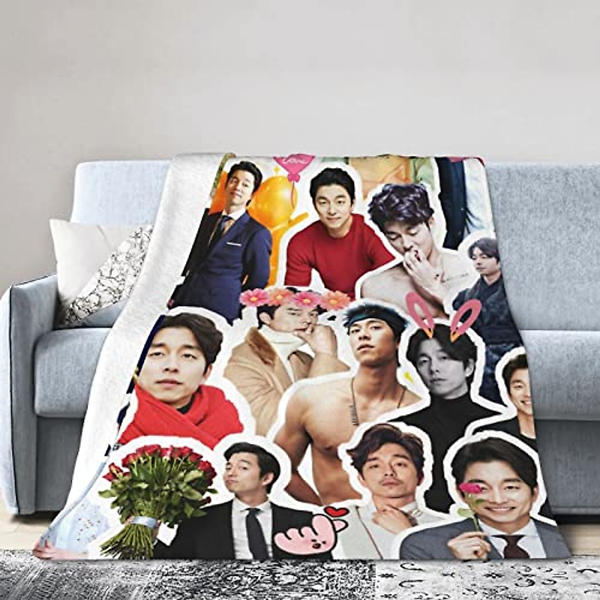 Blanket Gong Yoo Soft and Comfortable Warm Fleece Blanket for Sofa,Office Bed car Camp Couch Cozy Plush Throw Blankets Beach Blankets