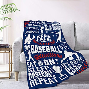 HAXOILO Baseball Gifts for Boys, Baseball Blankets Baseball Team Gifts 50x60 Warm Cozy Flannel Throw Blanket Baseball Gifts for Coach and Men