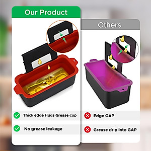 TUMAYTHK 2-Pack Silicone Reusable Grease Cup Liners for Blackstone Griddles 36" 28" 22" 17", Replacement for Aluminum Foil Drip Pan Liners, Foldable Grease Catcher Liner + 2 Pcs Hanging Hooks