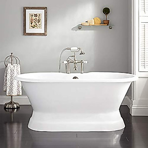 Signature Hardware 907547-60-RH Henley 60" Cast Iron Double-Ended Pedestal Tub with 7" Rim Holes