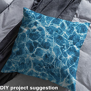 Ocean Fabric, Sea Wave Decorative Fabric by The Yard, Sparkle Water Aqua Upholstery Fabric, Coastal Underwater Jewelry Indoor Outdoor Fabric for Adult Girl Women, Craft Art for Sewing, 5 Yards, Blue