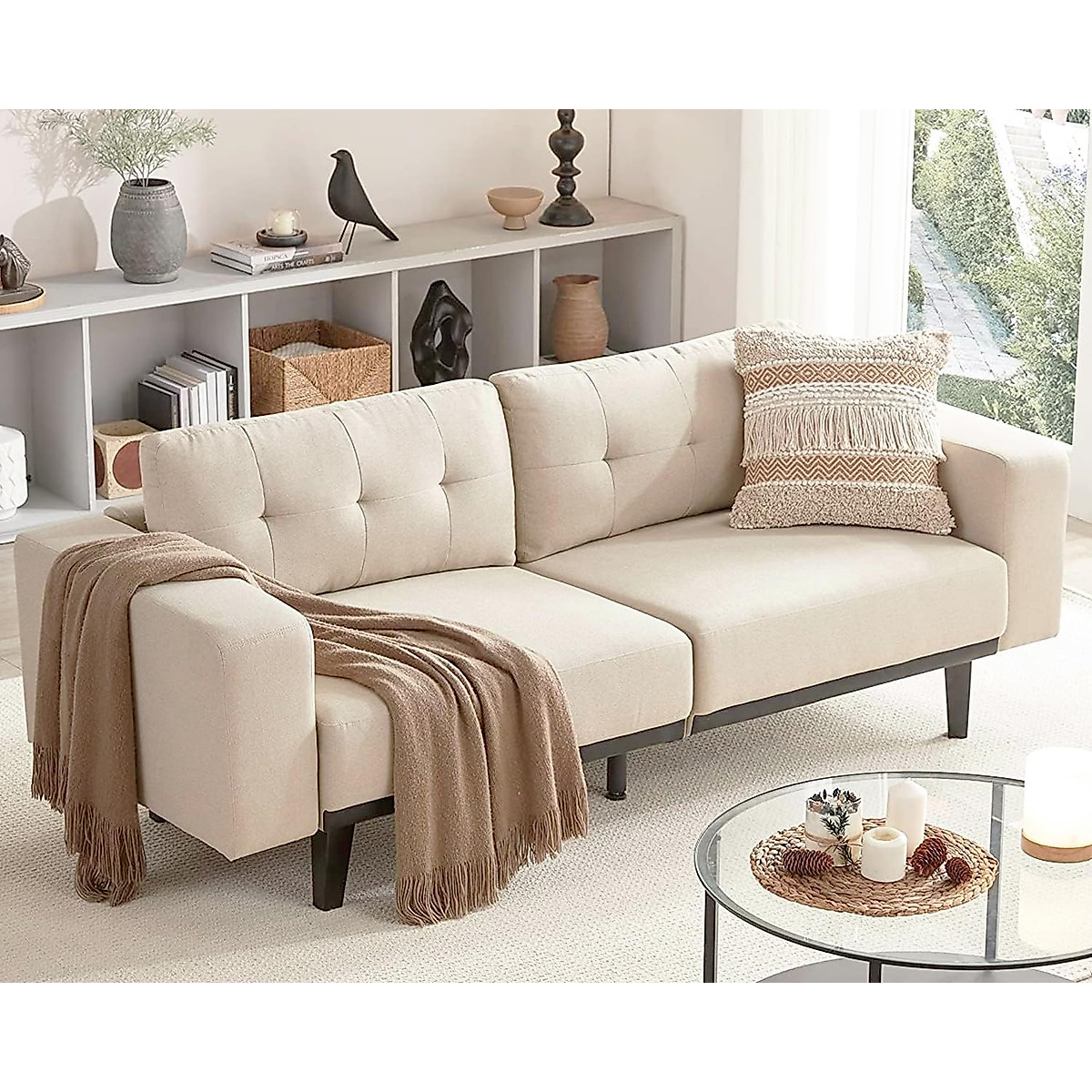 SOMEET 79''W Beige Sofas, Ivory
