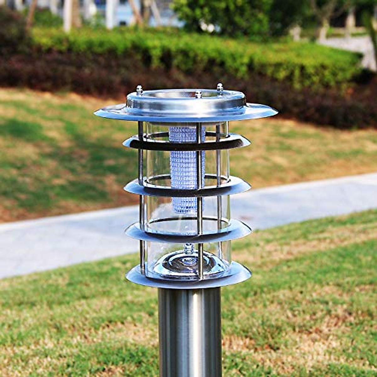 ZZYJYALG Solar Lawn Light Garden Villa Outdoor Light Home Grass Waterproof Modern Simple LED Stainless Steel Stigma Floor Lamp Post Porch Patio Pillar Lamp Street Lantern Table Light