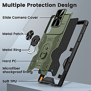 Caka for Samsung Galaxy S23 Ultra Case, S23 Ultra Case with Slide Camera Cover & Kickstand Built-in 360° Rotate Ring Stand Magnetic Protective Case for Galaxy S23 Ultra 5G- Green