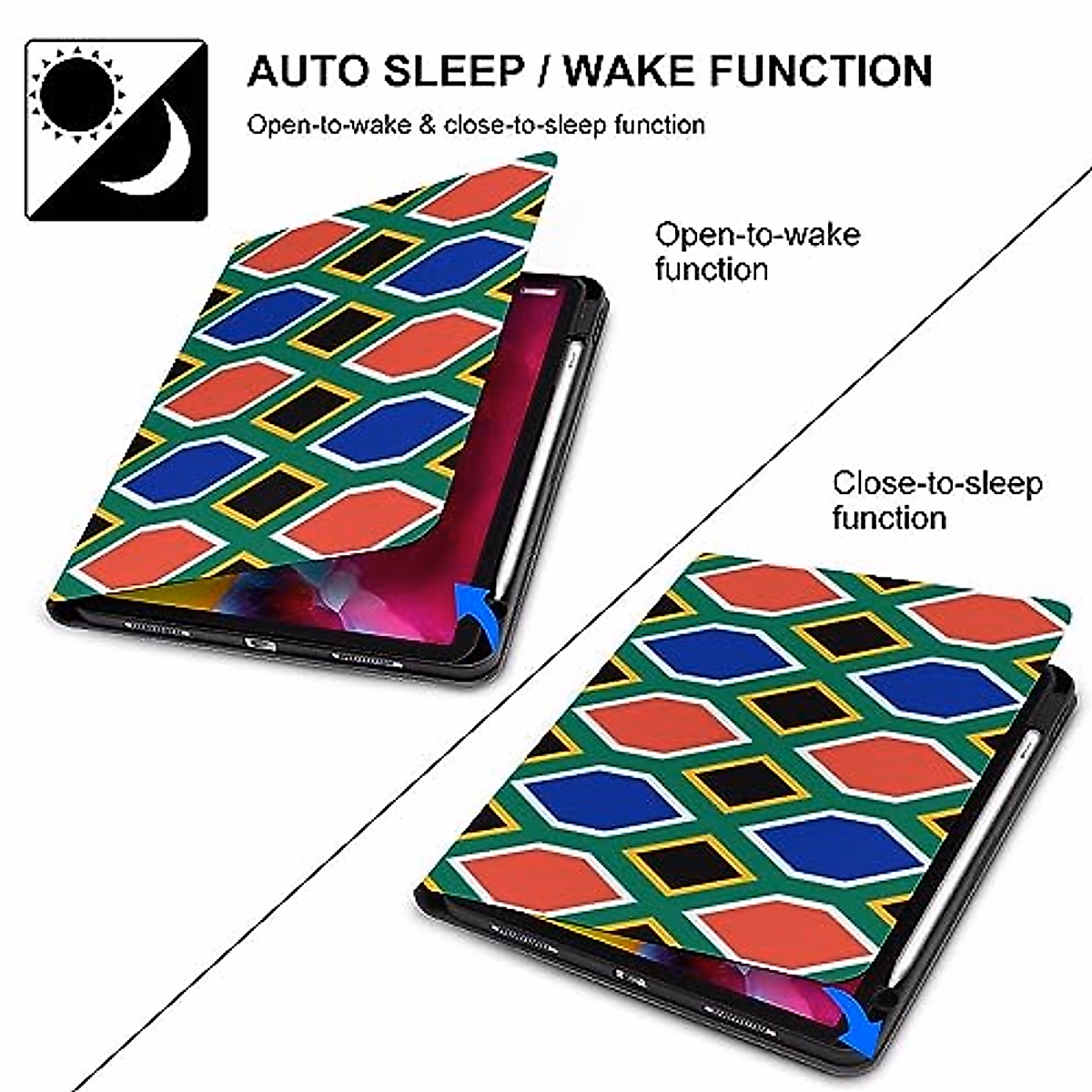 Abstract South Africa Flag Tablet Case Cover Slim Protective Cover Cases with Pencil Holder for IPAD 2020 （10.2in）