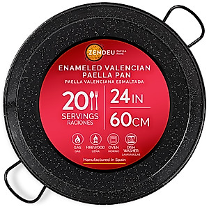ZENDEU - Paella Pan 24 inch - Enameled Steel Paella Pan, Made in Spain - Easy Cleaning - Enameled Steel, 24 in - 60 cm (20 Servings) Cook your own Spanish Paella