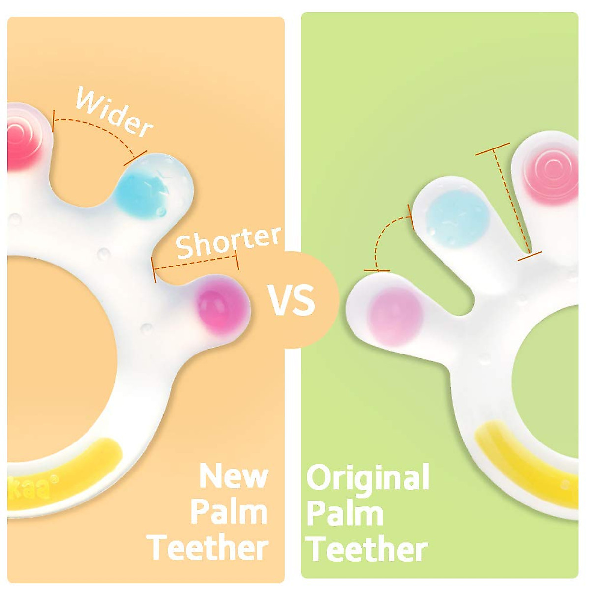 haakaa Baby Teethers Toys Baby Teething Toys for Babies Silicone New Palm and Ferris Wheel Teethers Combo Soft Baby Sensory Toys, Teething Pain and Itching Gums, BPA Free, 3m+, 2 pcs