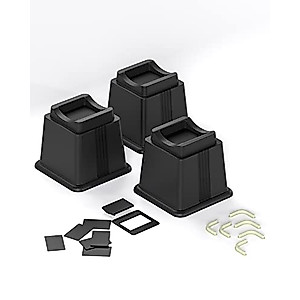 Nachell Bed Furniture Risers 4 Pack Bed Lift Risers Elevation in Height 5" Heavy Duty Rectangle Riser Blocks for Caster Wheels or Posts of Bed Table Couch Support up to 2500 lbs. (Black, 5 Inch)