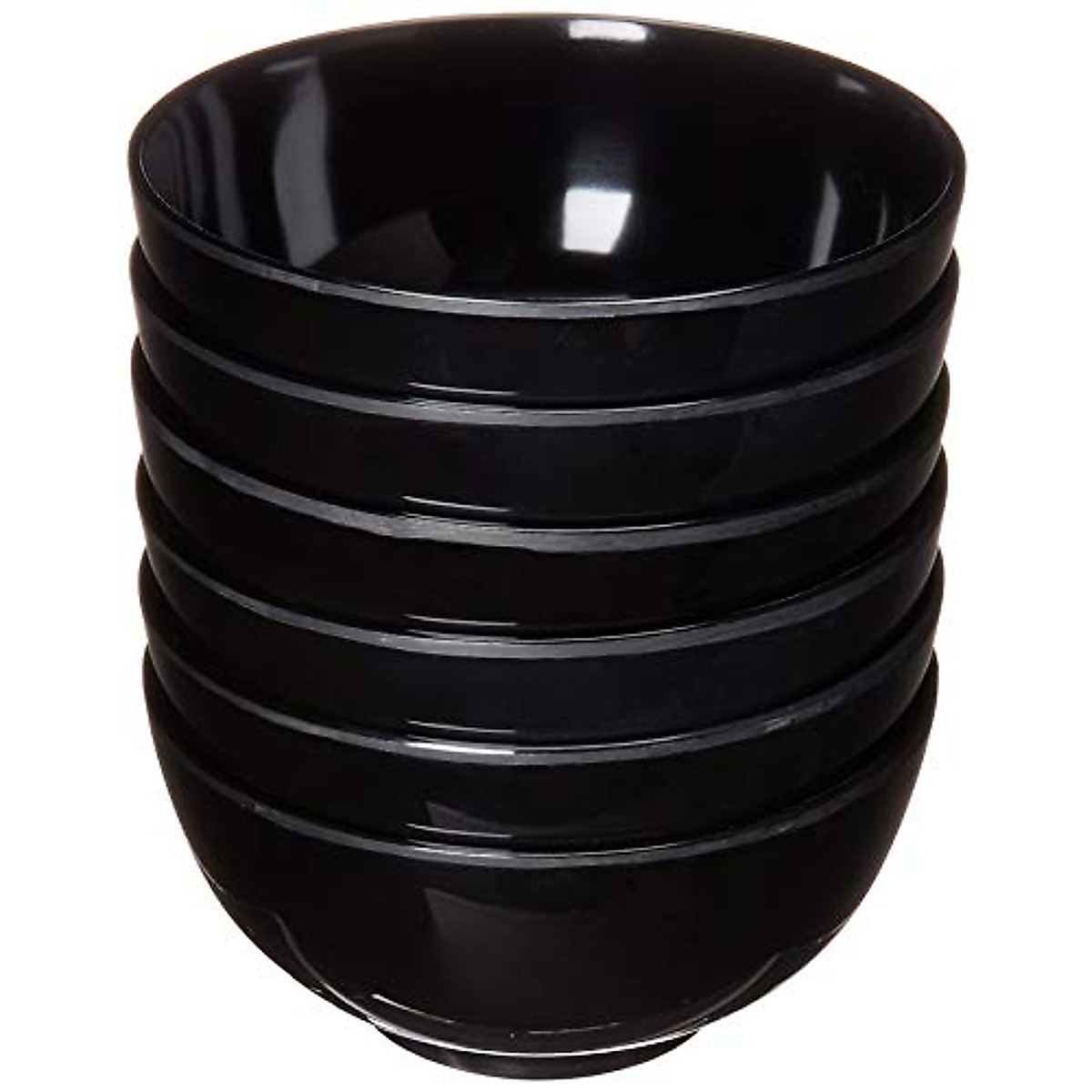 Amuse Home Bayview Essentials- Unbreakable Melamine Classic Bowls- Set of 6 (Black)