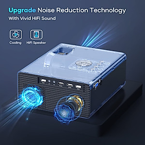 VACASSO Movie Projector Indoor, 1080P Supported Video Projector Home TV Projector Compatible with TV Stick Smartphone HDMI USB AV for Home Cinema & Outdoor Movies