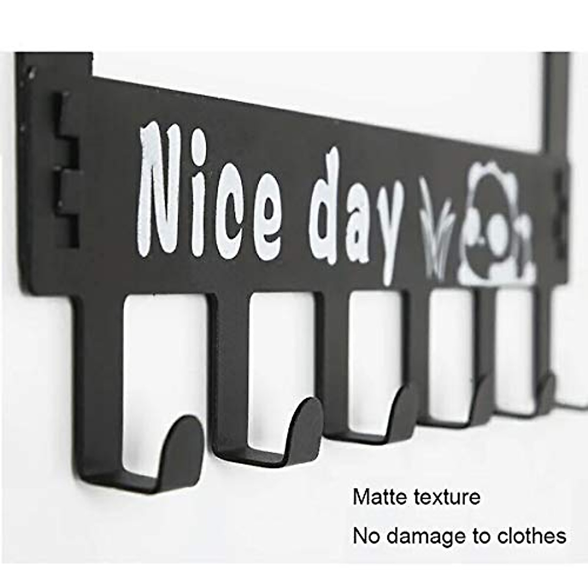 Eywlwaar Over The Door Hooks 6 Hanger Rack Decorative Metal Rack for Home Use Hats Coats Key Bag Clothes Scarfs Hooks (Black)