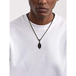 Football Necklace for Men Athlete, Mens Vintage Black Rugby Chain Titanium Steel Footballs Ball Pendant Necklaces Punk Rock Sprots Jewelry for Players