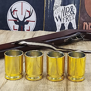HUNTPAL 50 Caliber Shot Glass Set of 4 Shot Glasses, Plastic Golden Shiny Surface Drinking Cup Opaque Mug Wineglass Novelty Gift Mancave Decoration