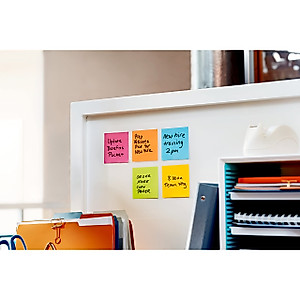 Post-it Super Sticky Notes, 4x4 in, 6 Pads, 2x the Sticking Power, Energy Boost, Bright Colors (Orange, Pink, Blue, Green), Recyclable(675-6SSAN)