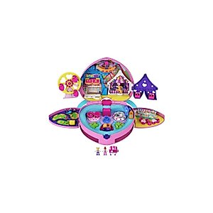 Polly Pocket 2-in-1 Travel Toy Playset with 2 Micro Dolls & Ice Cream Cart Accessoory, Tiny is Mighty Theme Park Backpack Compact