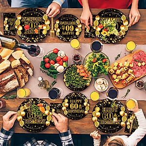 Kepeel 96Pcs 60th Birthday Party Tableware Set, Back in 1965 Birthday Party Decorations Supplies for Men Women Cheers to 60 Years Disposable Paper Plates Napkins Forks Favors, Serve 24