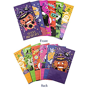 Gcardist Halloween Treats Bags 30 PCS Party Favors with 6 Designs, 3x5x9.5 Inches for Trick or Treat Festival - Includes Stickers - Happy Halloween Candy Bags