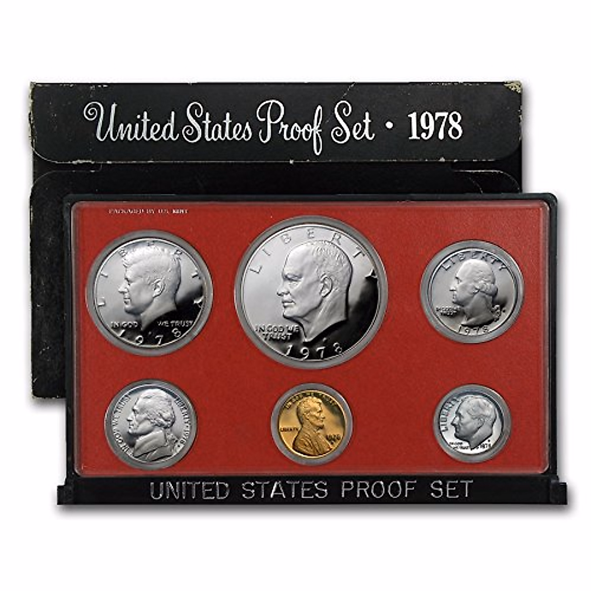1978 S United States Proof Set in Government Packaging Penny, Nickel, Dime, Quarter, Half Dollar & Dollar US Mint Proof