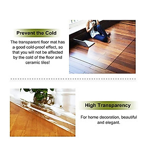 Clear PVC Desk Chair Mat Area Rugs Clear Vinyl Plastic Floor Runner Protector, Desk Chair/Stairs/Pets Carpet Protector Mat, Non-Skid Waterproof Dustproof,80cm/100cm/120cm/140cm Wide for Office & Home