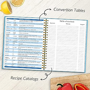 LuBudingJoy Blank Recipe Notebook to Write in Your Own Recipes, Full Page Sprial Hardcover Personal Recipe Organise, Recipe Journal Hold 140 Recipes (Cerulean)